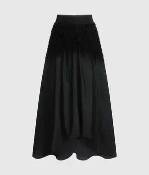Karl Lagerfeld Kl Studio Fringe Detail Maxi Skirt