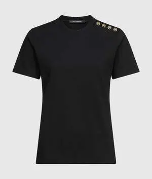 Karl Lagerfeld Button Detail Autograph T-shirt - Black