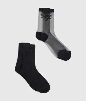 Karl Lagerfeld 2-pack Socks With Rhinestone And Embroidered Logos