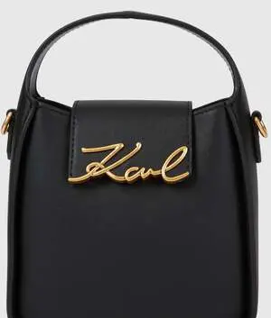 Karl Lagerfeld Signature Hobo Bag - Black/gold