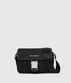 Karl Lagerfeld K/nylon Buckle Messenger Bag - Black