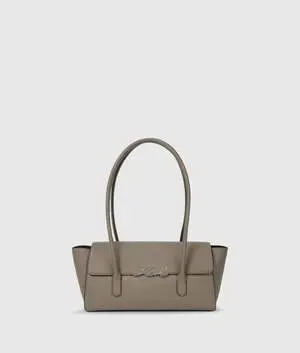 Karl Lagerfeld K/signature Leather Shoulder Bag - Ash Grey