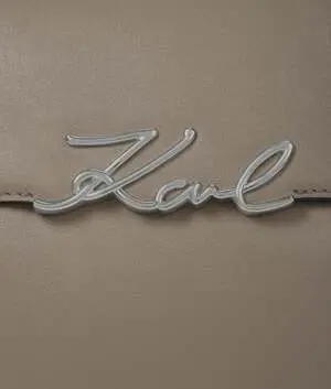 Karl Lagerfeld K/signature Leather Shoulder Bag - Ash Grey