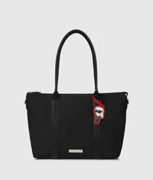 Karl Lagerfeld Ikon Nylon Large Charm Tote Bag - Black
