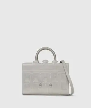 Karl Lagerfeld Rue St-guillaume Metallic Satchel Bag - Silver