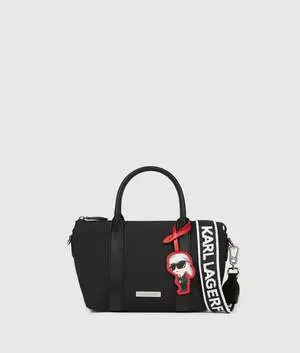 Karl Lagerfeld Nylon Ikon Small Charm Tote Bag - Black