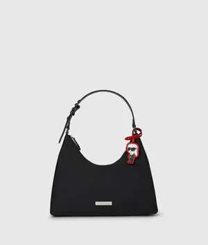 Karl Lagerfeld Ikon Nylon Charm Hobo Bag - Black