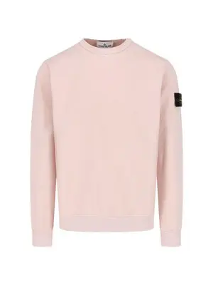 Stone Island Cotton Sweatshirt With Compass Logo Patch - Pink