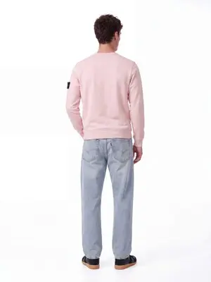 Stone Island Cotton Sweatshirt With Compass Logo Patch - Pink