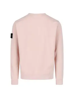 Stone Island Cotton Sweatshirt With Compass Logo Patch - Pink