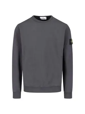 Stone Island Cotton Sweatshirt With Compass Logo - Gray