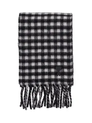 AMI Paris Plaid Wool Scarf - Black