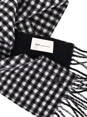 AMI Paris Plaid Wool Scarf - Black
