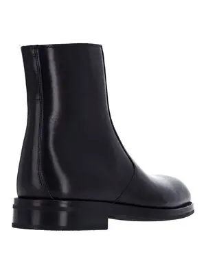LEMAIRE Leather Zip Ankle Boots - Black