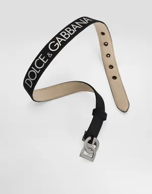 Dolce & Gabbana Canvas And Calfskin Logo Belt