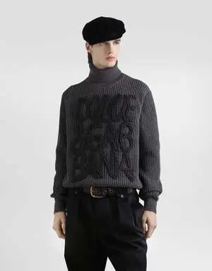 Dolce & Gabbana Wool Turtleneck With Embroidered Logo