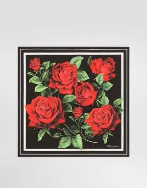Dolce & Gabbana 50x50 Rose- Silk Twill Scarf - Print