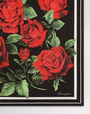 Dolce & Gabbana 50x50 Rose- Silk Twill Scarf