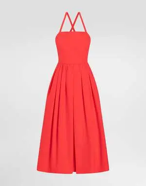 Dolce & Gabbana Cotton Short Dress With Criss-cross Straps - Orange