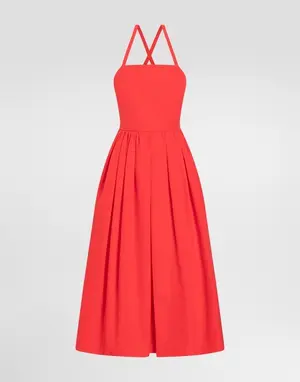 Dolce & Gabbana Cotton Short Dress With Criss-cross Straps - Orange