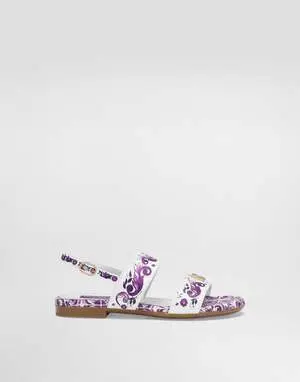 Dolce & Gabbana Majolica-print Calfskin Sandals