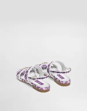 Dolce & Gabbana Majolica-print Calfskin Sandals