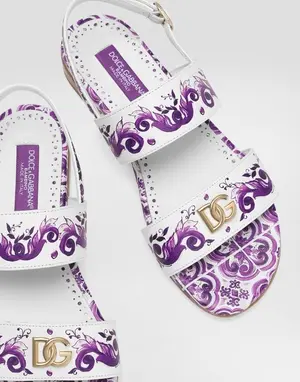 Dolce & Gabbana Majolica-print Calfskin Sandals