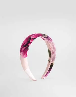Dolce & Gabbana Peony-print Padded Poplin Headband - Multicolor