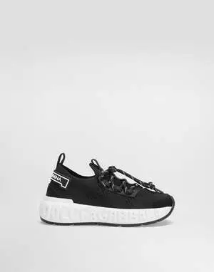 Dolce & Gabbana Jersey And Split Calfskin Lace-up Sneakers