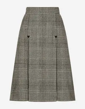 DOLCE & GABBANA Glen Plaid Calf-length A-line Skirt With Pleats