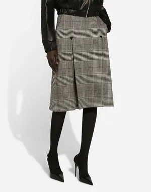Dolce & Gabbana Glen Plaid Calf-length A-line Skirt With Pleats