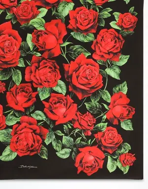 Dolce & Gabbana 90x90 Rose-print Silk Twill Scarf