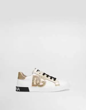 Dolce & Gabbana Nappa Calfskin And Laminated Dauphine Leather Sneakers - White