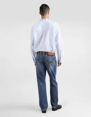 Dolce & Gabbana Cotton Shirt With Bejeweled Detailing