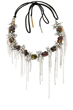 Dries Van Noten Dries Van Noten Embellished Crystal Fringe Necklace Black