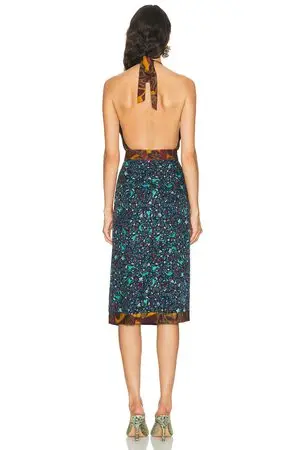 Dries Van Noten Printed Halterneck Midi Dress