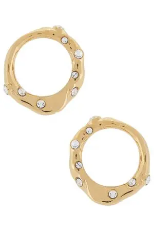 Dries Van Noten Organic Surface Crystal Earrings - Gold