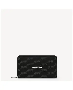 Balenciaga Signature Continental Wallet Bb Monogram Coated Canvas - Black