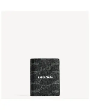 Balenciaga Signature Vertical Bifold Wallet Bb Monogram Coated Canvas