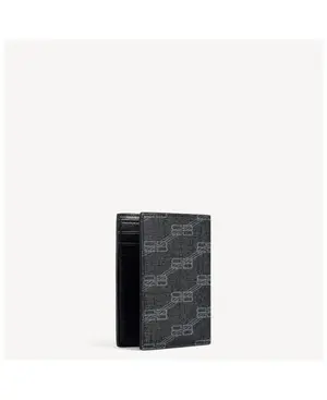 Balenciaga Signature Vertical Bifold Wallet Bb Monogram Coated Canvas