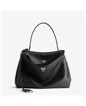 Balenciaga Rodeo Large Grained Calfskin Handbag - Black
