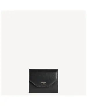 Balenciaga Envelope Bifold Wallet With Flap - Black