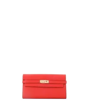 Hermès Long Kelly Wallet Chevre Mysore - Red