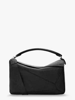 Loewe Puzzle Large Textured Leather Handbag - Black