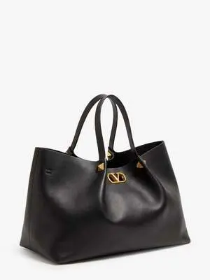 Valentino Garavani Large Vlogo Signature Leather Tote Bag