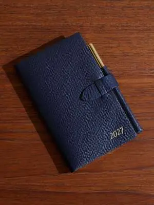 Smythson 2027 Panama Cross-grain Leather Diary With Pencil - Navy