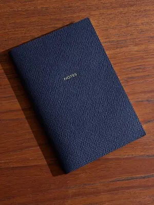 Smythson Chelsea Cross-grain Leather Notebook - Blue