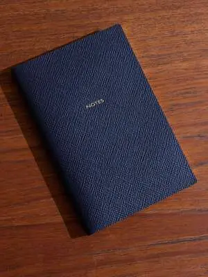 Smythson Chelsea Cross-grain Leather Notebook - Navy
