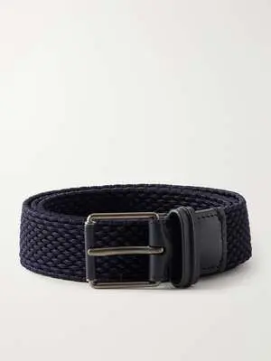Zegna 3cm Woven Belt - Navy