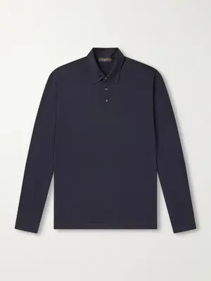 SLOWEAR Zanone Cotton And Silk-blend Jersey Polo Shirt - Blue